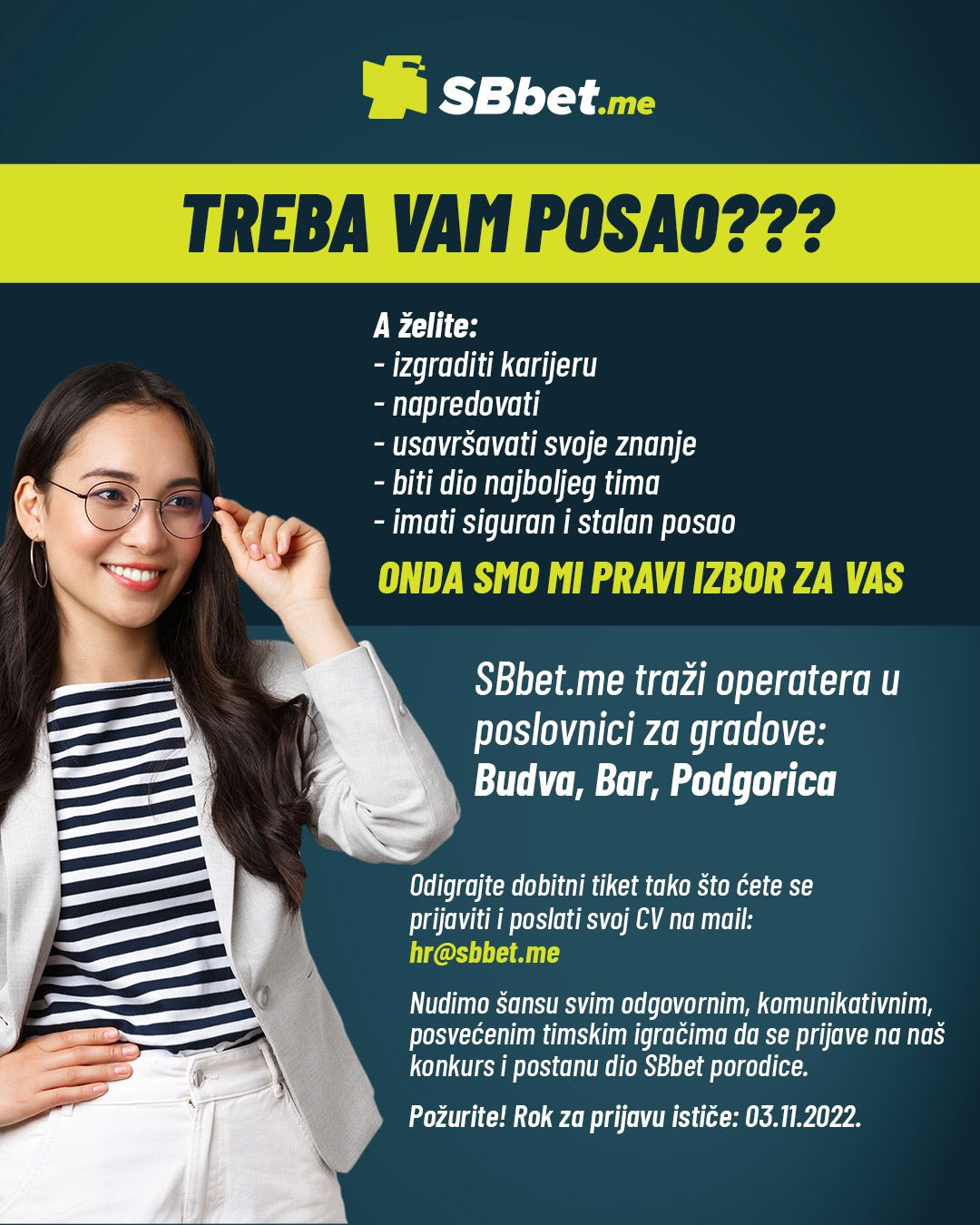 Tražite posao kao Operater u poslovnici? | Zaposli.ME